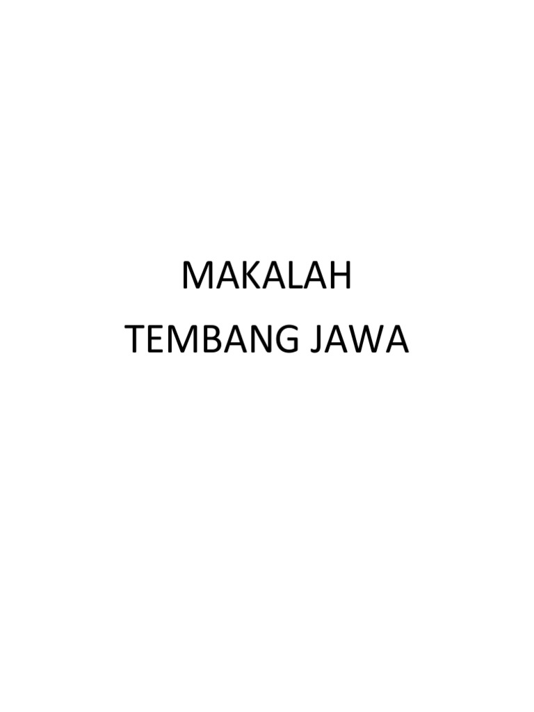 Jenis-Jenis Tembang Jawa Tradisional | PDF