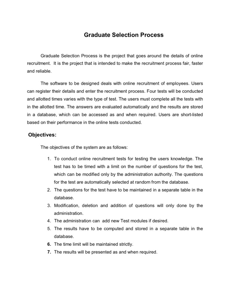 Graduate Selection Process | PDF