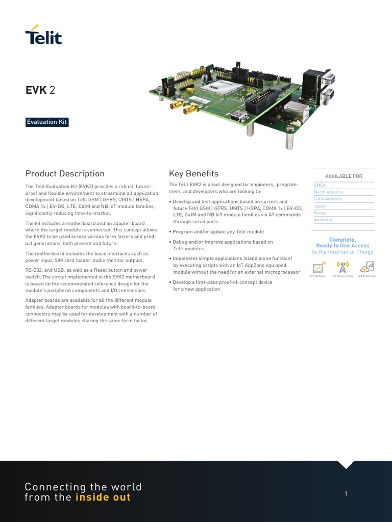 Telit EVK2 Product Brief | PDF | Internet Of Things | Manufactured Goods