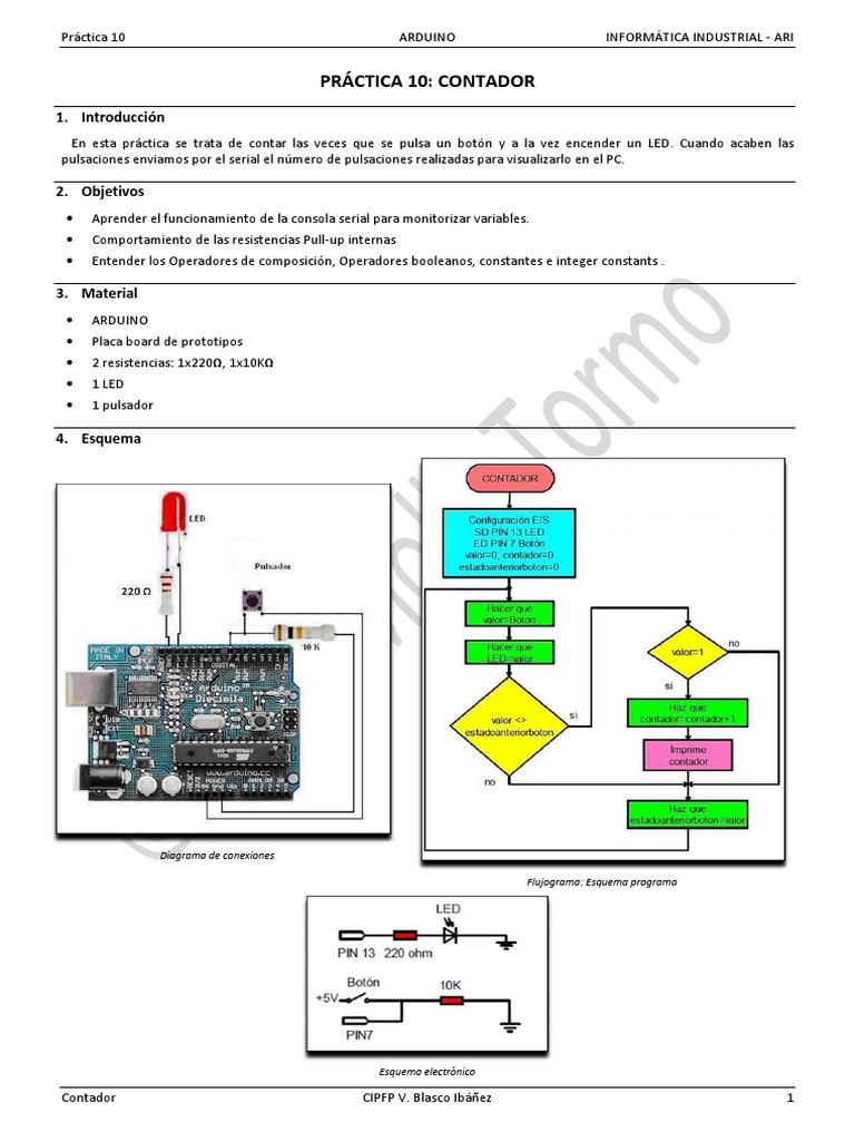 Practica 10 - Arduino - Contador | PDF | Ascii | Arduino