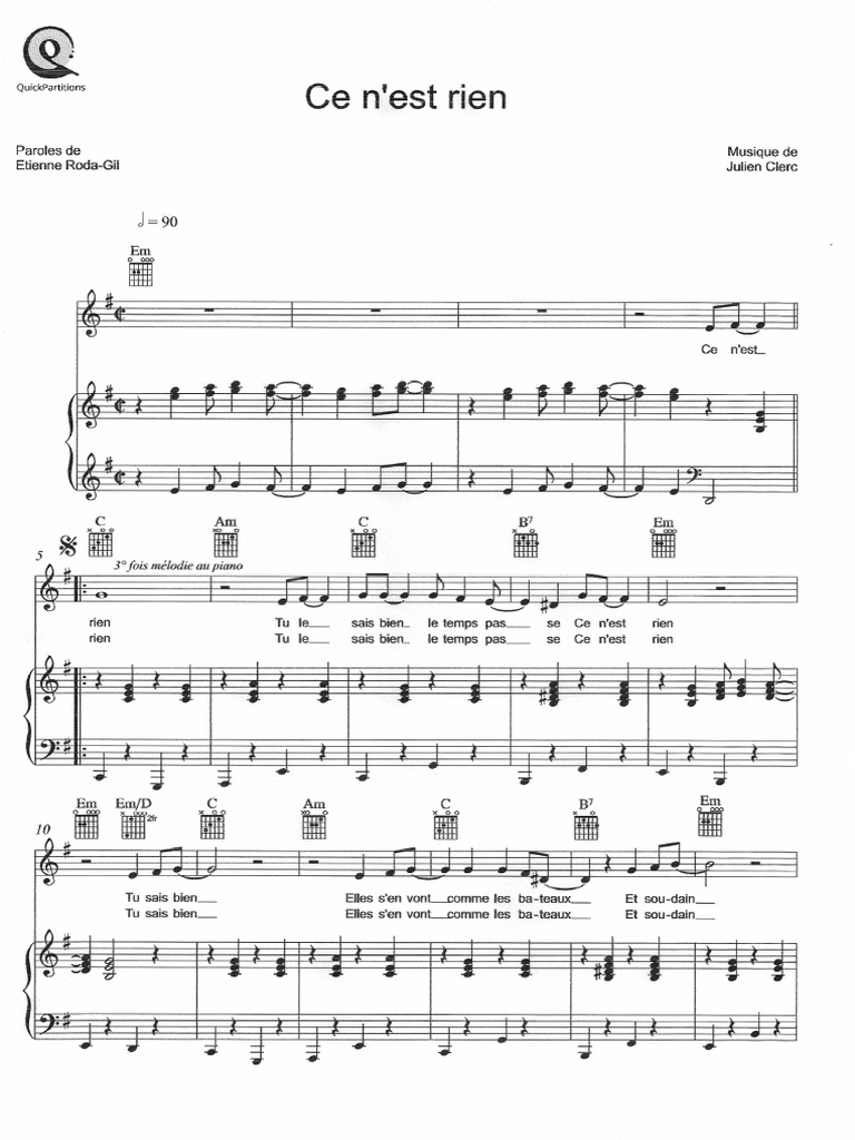 Julien Clerc Ce Nest Rien Pdf