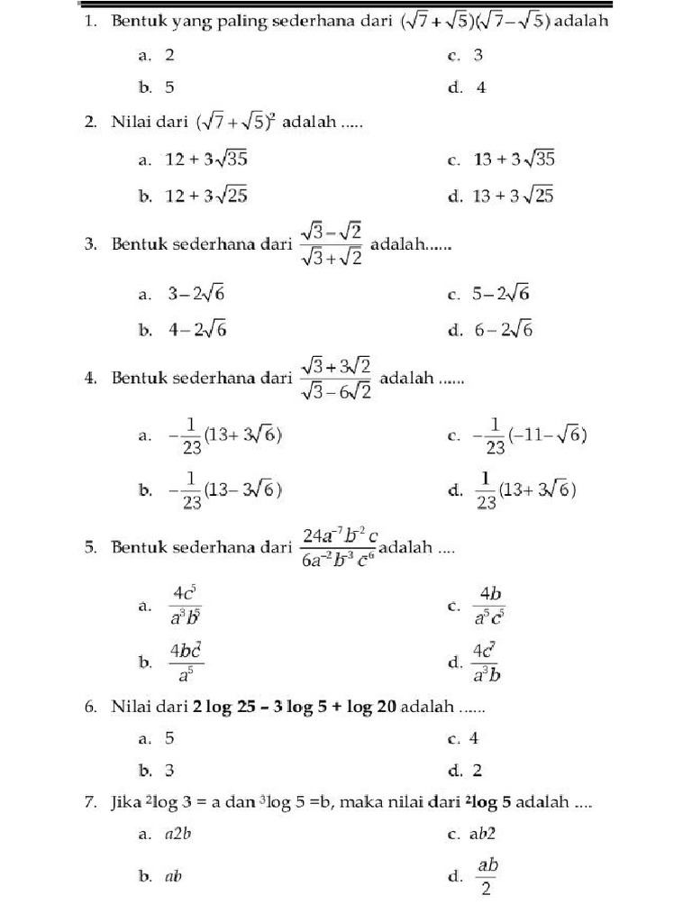 Siap PTS MTK Kls 10 | PDF