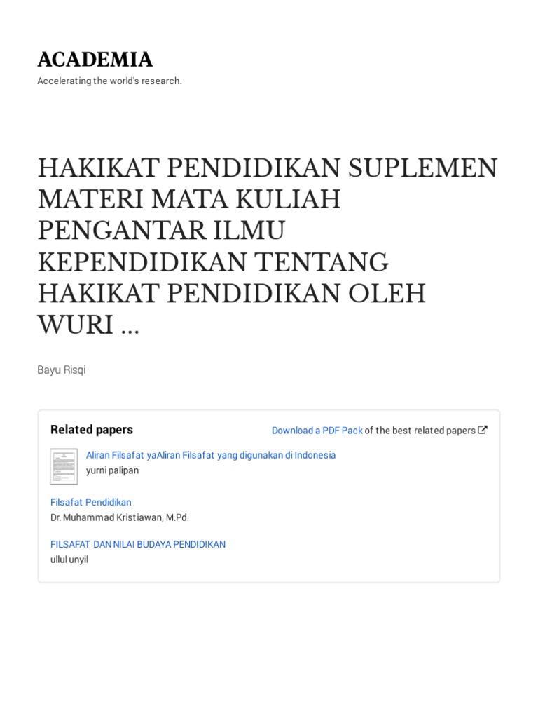 Hakikat Pendidikan: Definisi dan Tujuan | PDF | Karier & Perkembangan | Ilmu Sosial