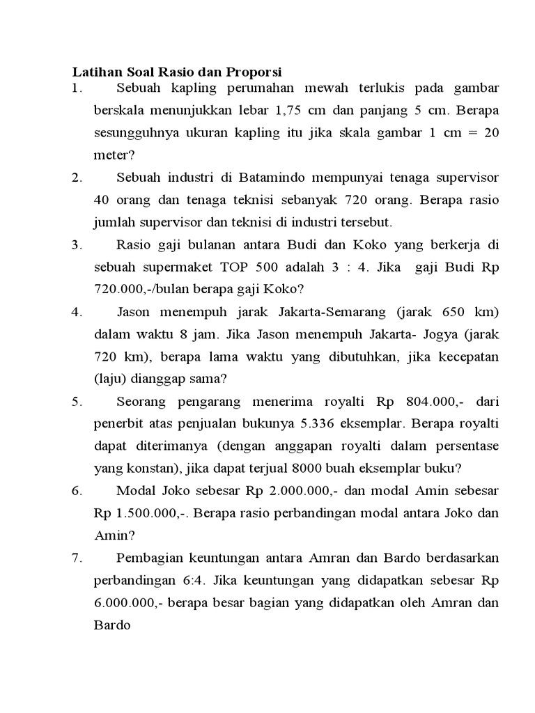5 Latihan Soal Rasio Proporsi | PDF | Bisnis | Pengelolaan Keuangan & Uang