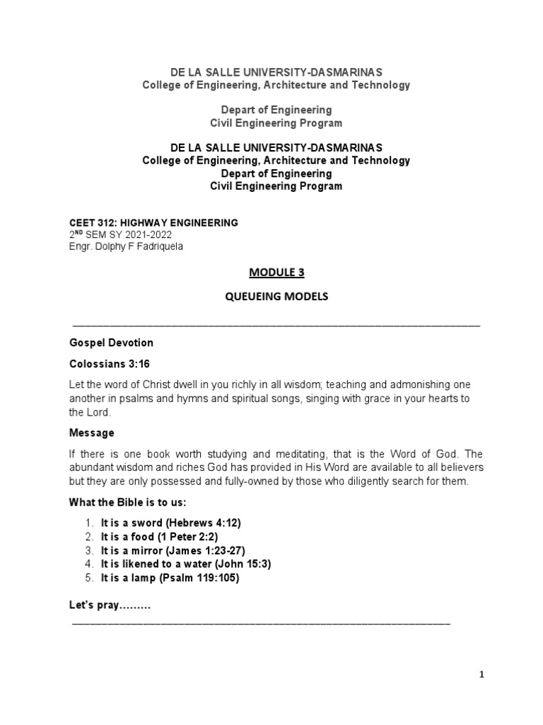 Module 3 Queueing Models | PDF | Traffic | Probability Distribution