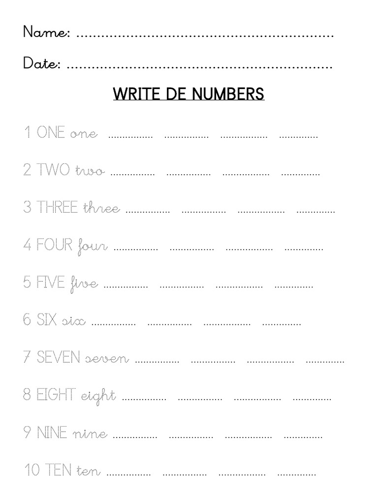Write The Numbers 1-10 | PDF | Home & Garden