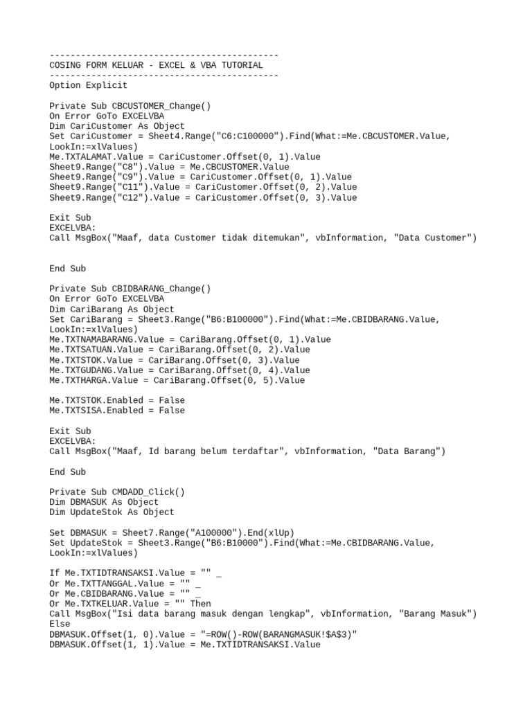 Coding Form Keluar | PDF
