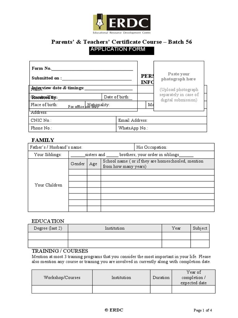 Application Form PTCC 56 | PDF | Linguistics | Cognition