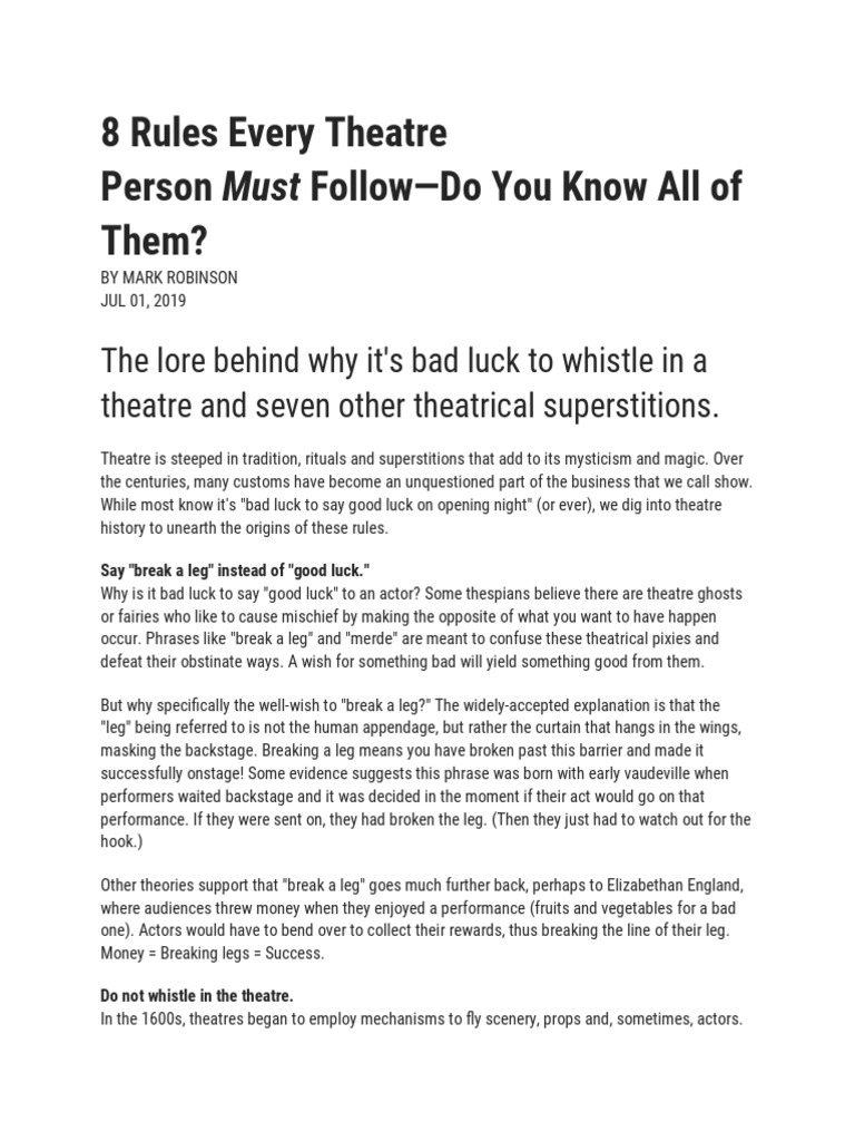8 Rules Every Theatre Person | PDF | Macbeth | Theatre