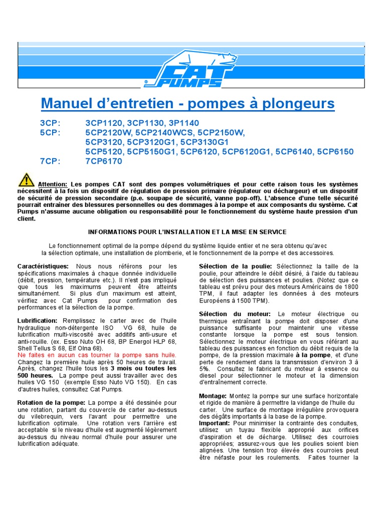 Cat Pumps - Pompes (À Plongeurs) - 3CP+5CP+7CP (MU) | PDF | Pompe | Soupape
