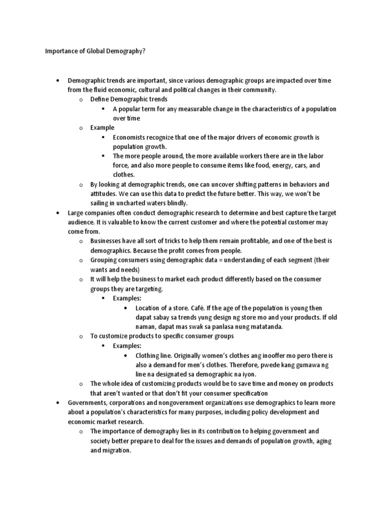 Importance of Global Demography | PDF | Race (Human Categorization ...