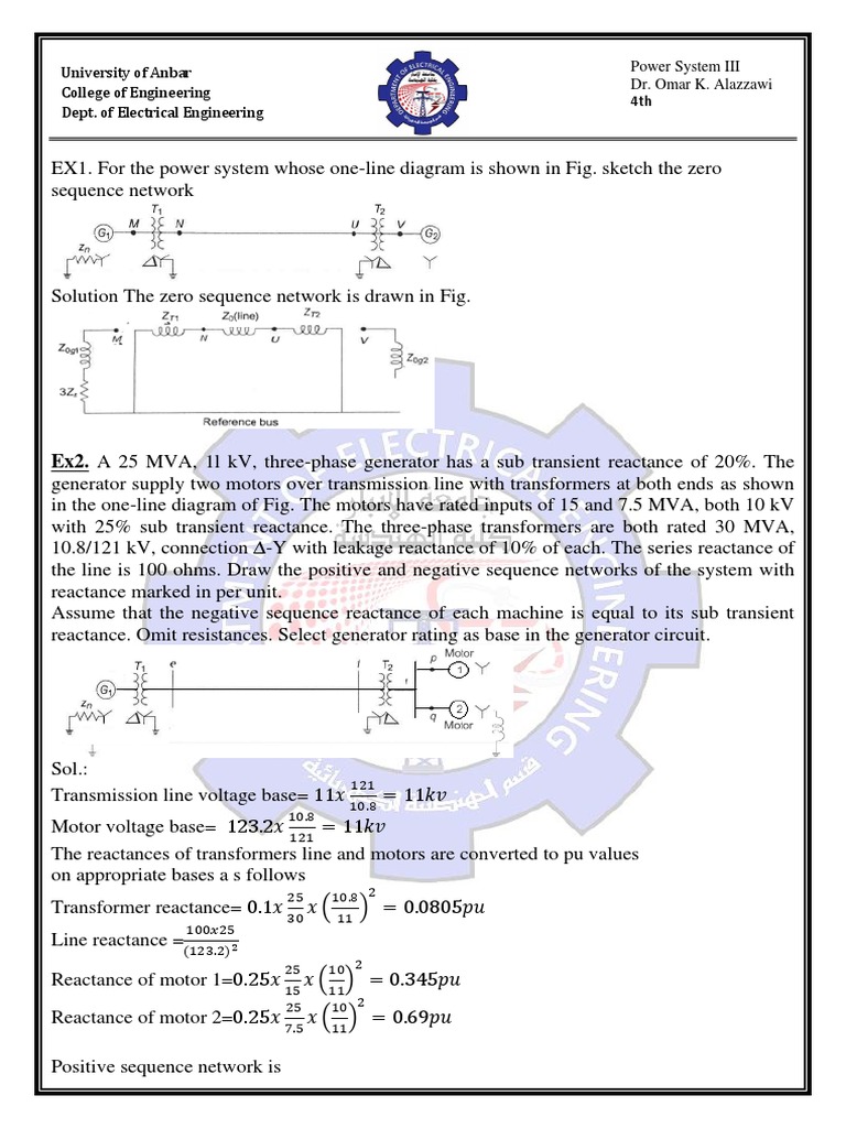 Ex2. A 25 MVA, 1l KV, Three-Phase Generator Has A Sub Transient ...
