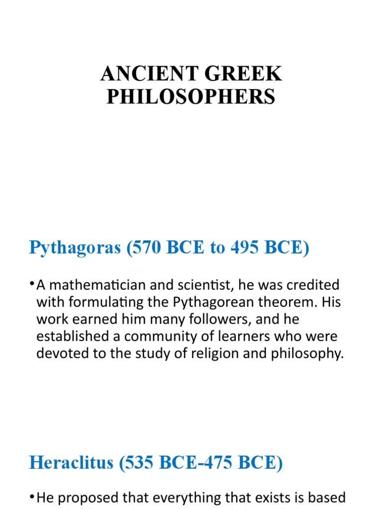 1.ancient Greek Philosophers Slide | PDF | Plato | Socrates
