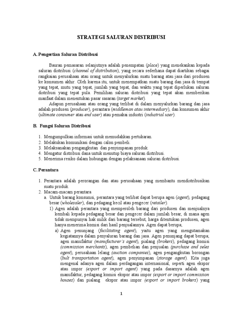 Strategi Saluran Distribusi | PDF