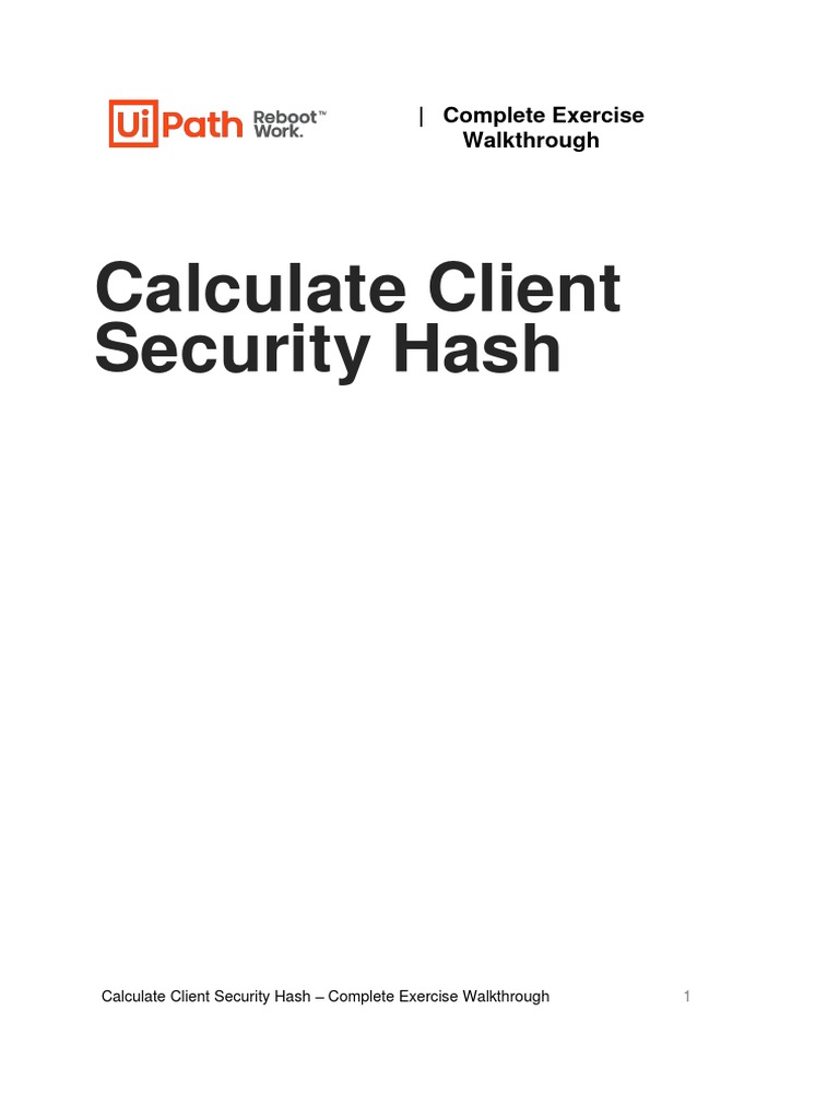 Calculate Client Security Hash - 2021.10 Complete Exercise Walkthrough | PDF | Parameter ...