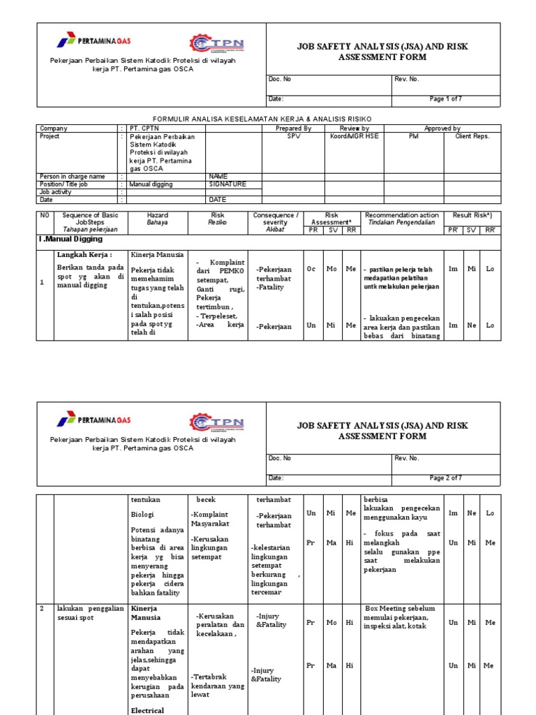 JSA Manual Digging | PDF