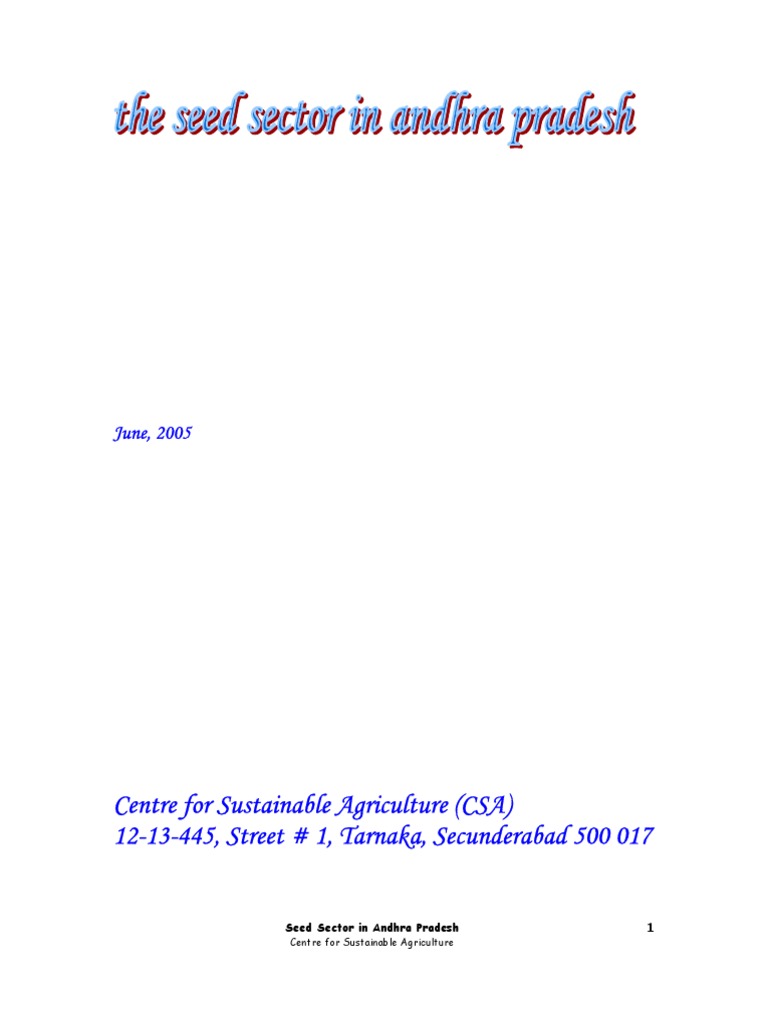 The Seed Sector in AP | PDF | Agriculture | Sustainable Agriculture