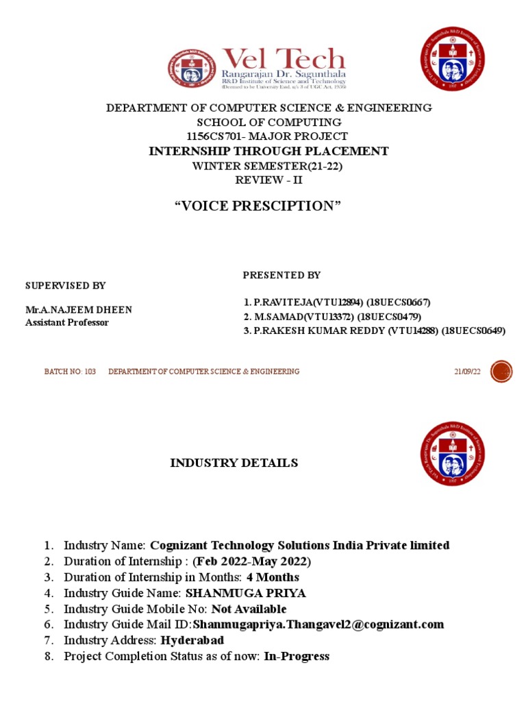 Major Project Internship Review-2 PPT Main | PDF | Electronic Health ...