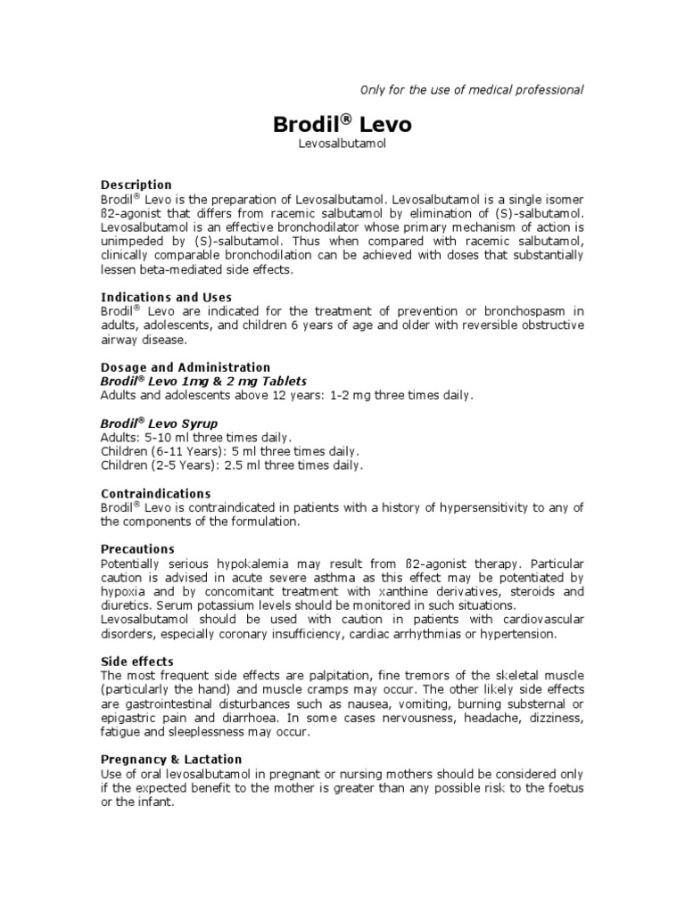 Brodil Levo | PDF | Pharmacology | Diseases And Disorders