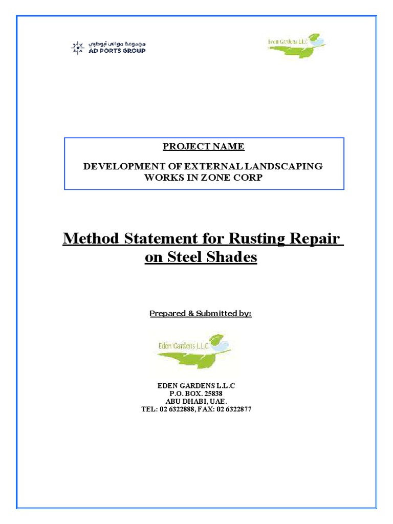 MTS For Rusting Repair On Steel Shades | PDF | Surveying | Safety