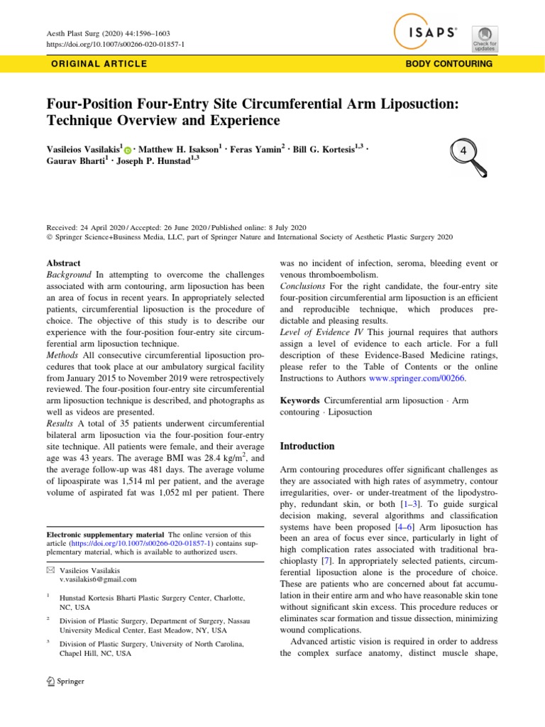 Four-Position Four-Entry Site Circumferential Arm Liposuction ...