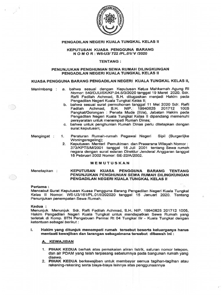 SK Penghuni Rumah Dinas | PDF