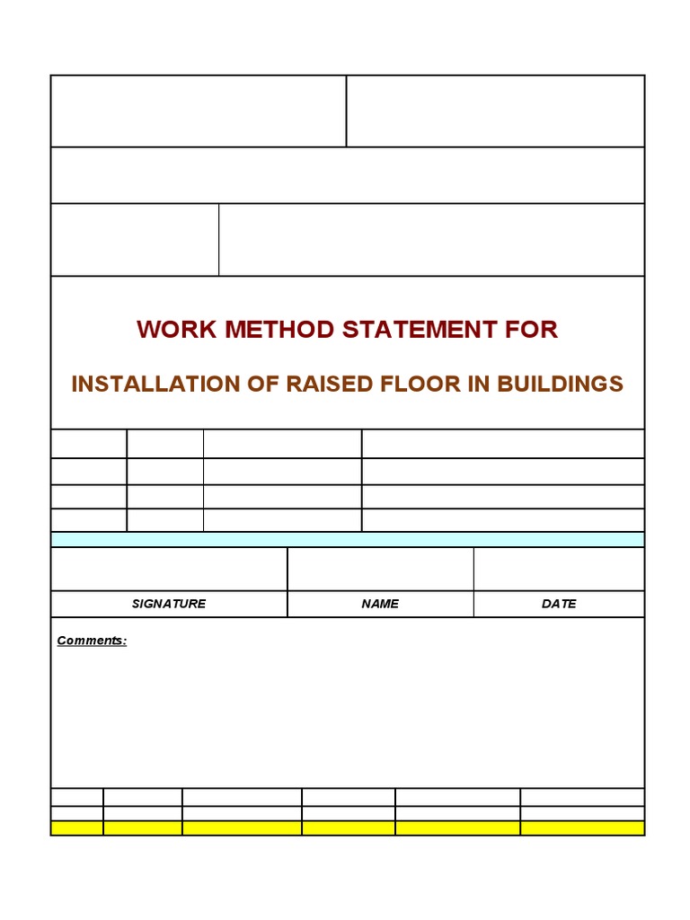 Method Statement-Building Raised Floor | PDF | Risk Assessment | Safety