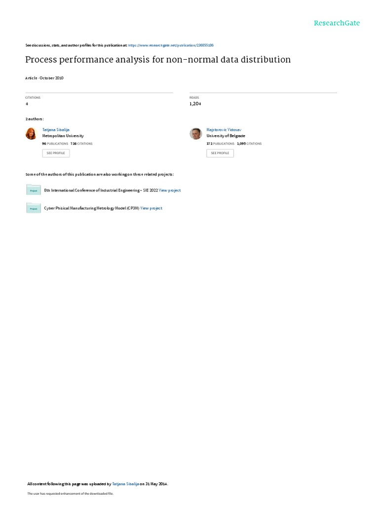 Process Performance Analysis For Non-Normal Data Distribution | PDF ...