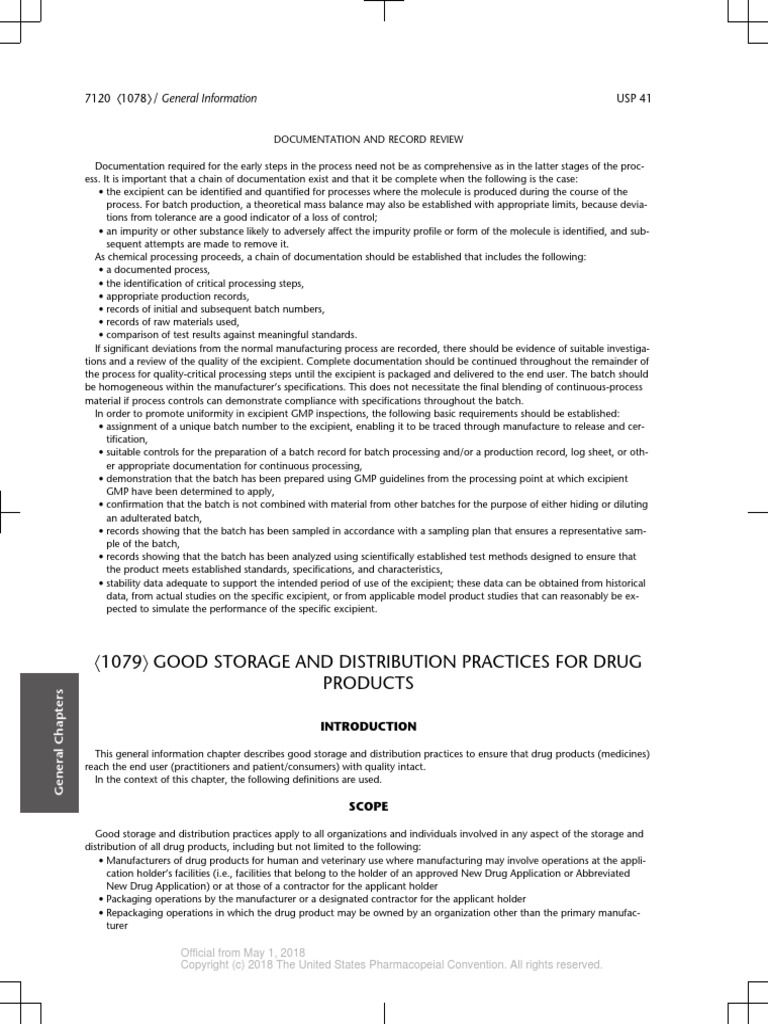 USP 41 Buenas Practicas de Almacenamiento y Distribución | PDF | Quality Management System ...