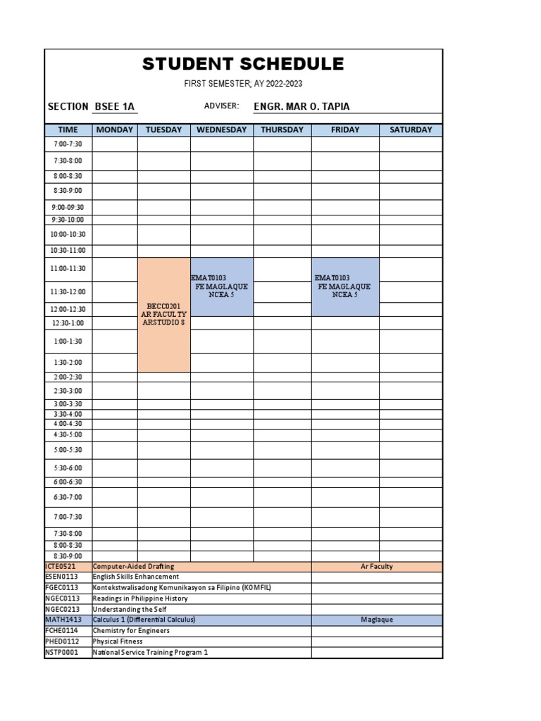 BSEE Student Schedules AY 2022-2023 | PDF | Academic Term | Engineering