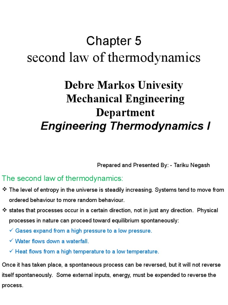 Chap - 5 Second Law of Thermodynamics - Lectureand Pro 2 | PDF | Heat ...