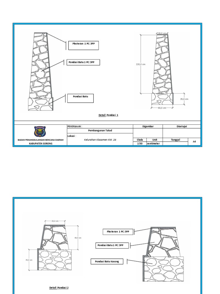 Desain Talud Pembangunan Sorong | PDF