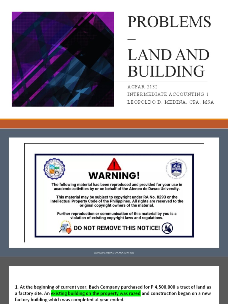 2 - B1. Problems - Land and Building | PDF | Expense | Cost