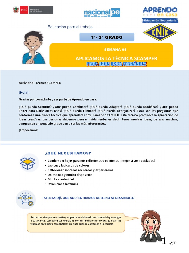 Aplicamos La Técnica Scamper: 1°-2° GRADO | PDF | Creatividad | Refresco