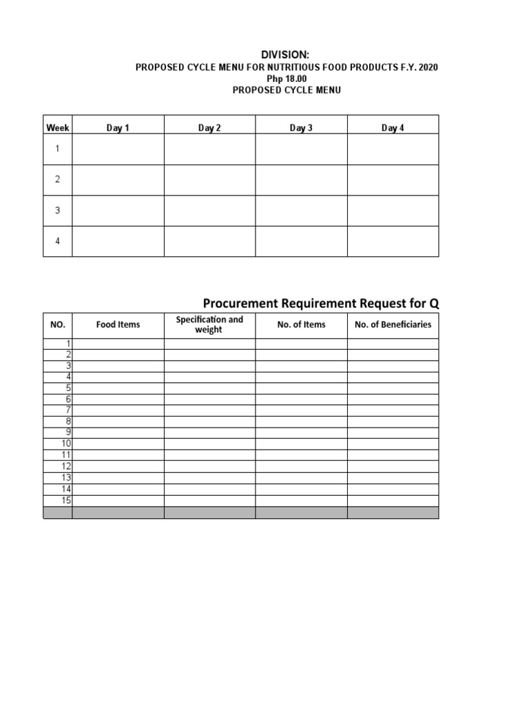 BATANGAS-CITY-CYCLE-MENU-FY-2020 | PDF | Cuisine | Foods