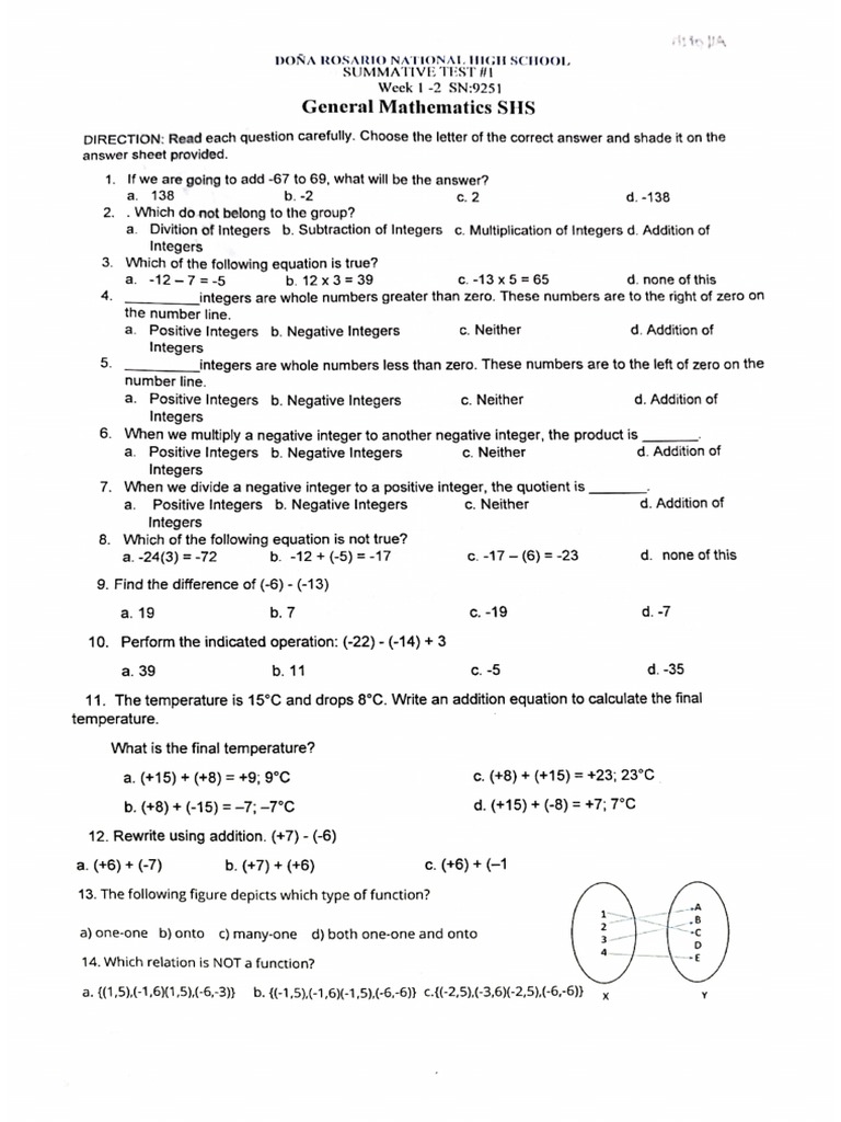 Grade 12 Summative Test w1-2 | PDF
