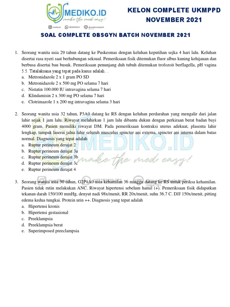 Soal Complete Obsgyn Batch November | PDF