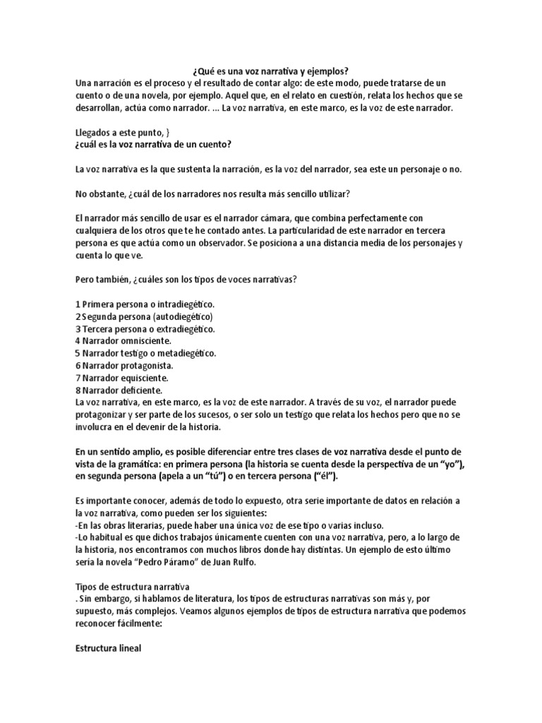 Guía de Voces y Estructuras Narrativas | PDF | Narración | Narrativa