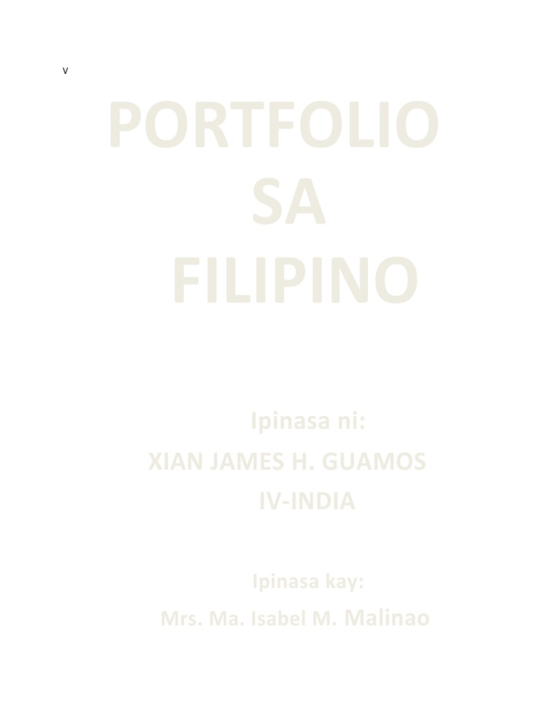 Portfolio Sa Filipino | PDF