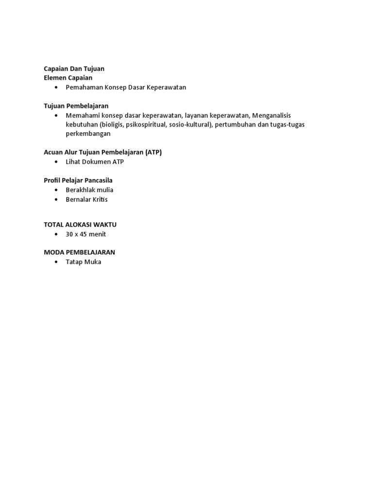 RPP Kurikulum Merdeka KDK 2022-2023 | PDF