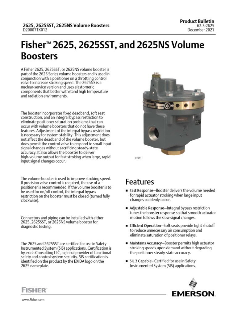 Product Bulletin Fisher 2625 2625sst 2625ns Volume Boosters en 123054 ...