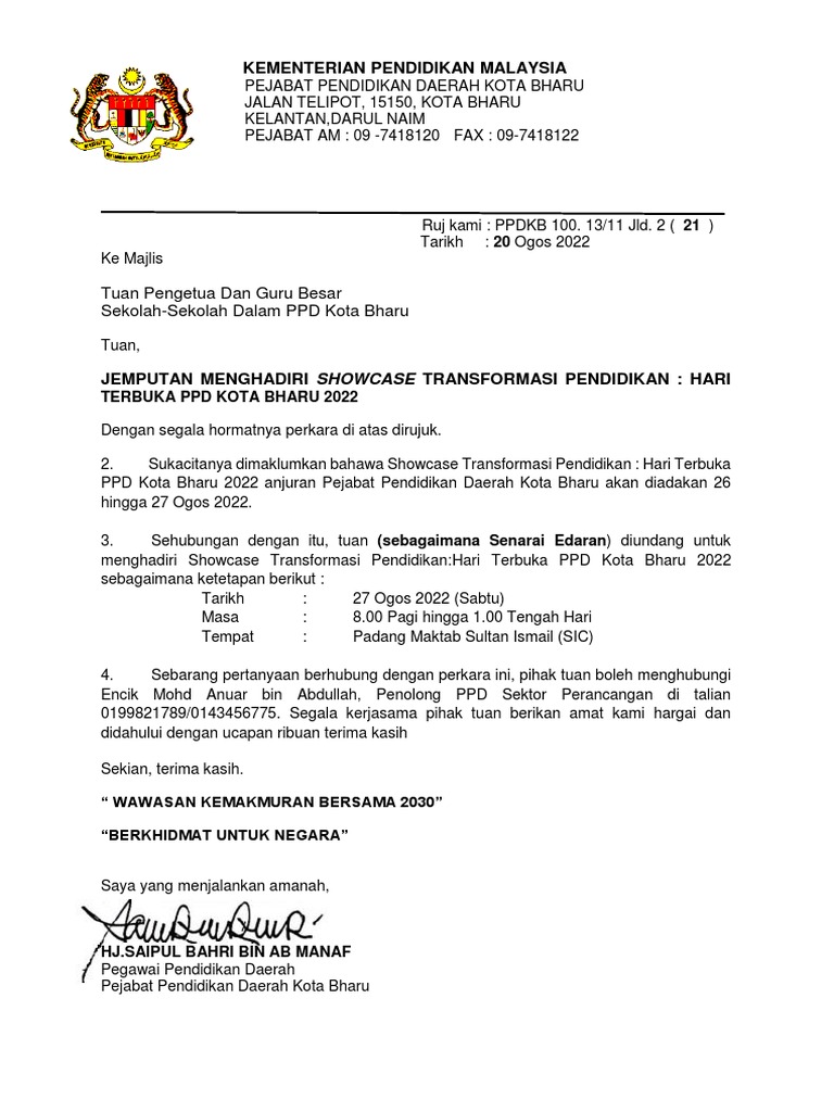 Surat Jemputan Guru 8-1 Sabtu | PDF