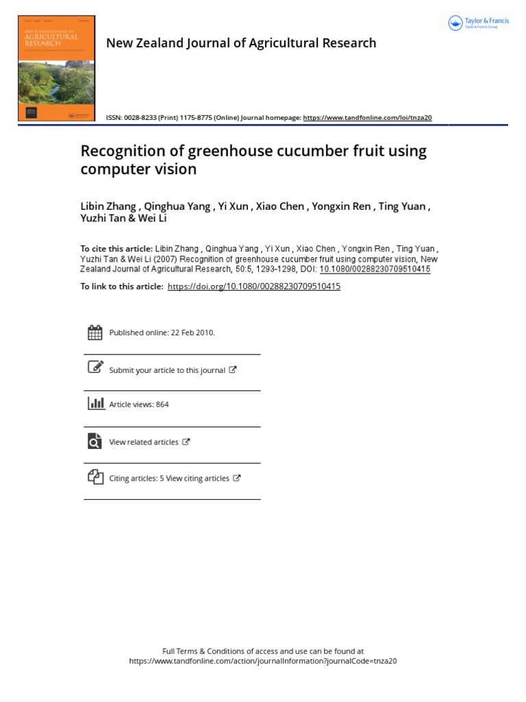 Recognition Of Greenhouse Cucumber Fruit Using Computer Vision Pdf Artificial Neural Network