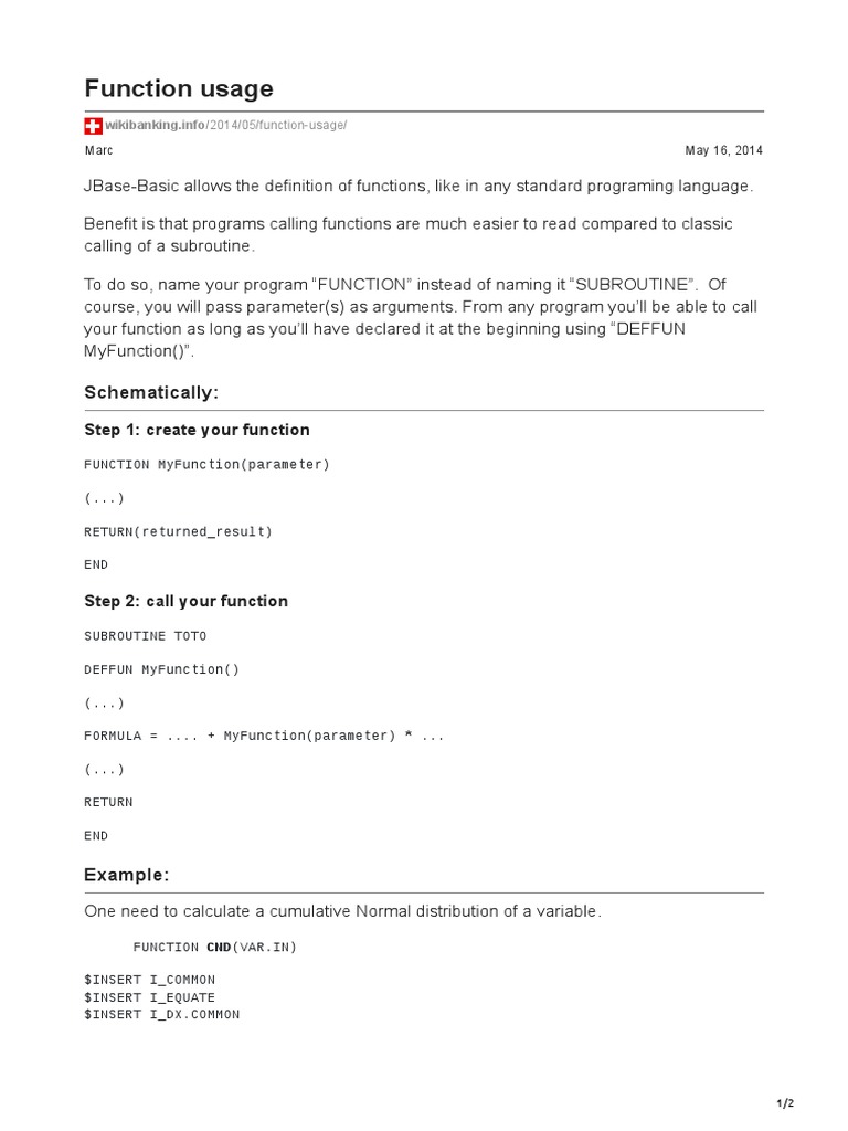 Function Usage | PDF