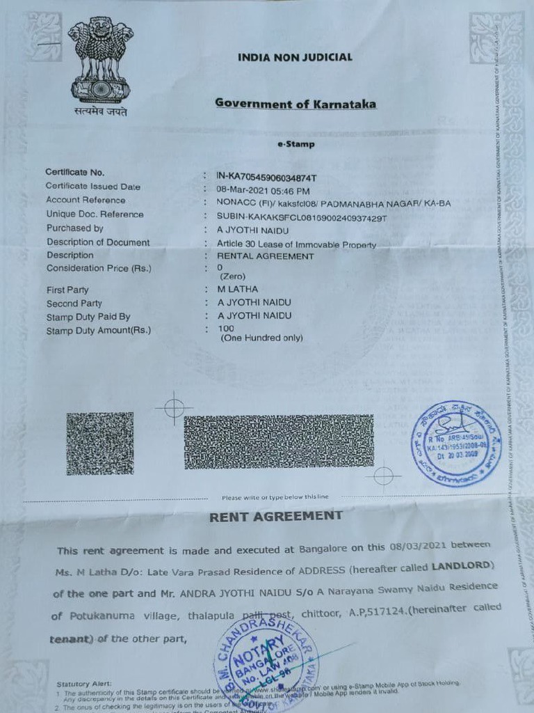 Rent Aggrement Attested | PDF