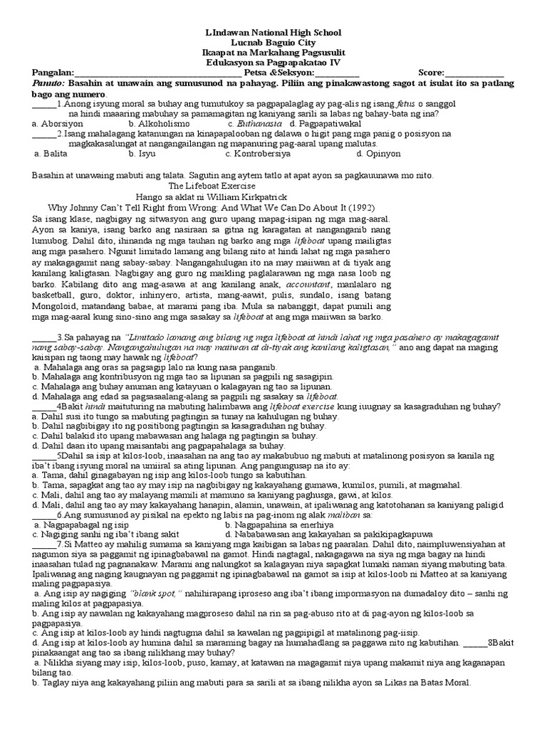 FOurth Exam - ESP | PDF