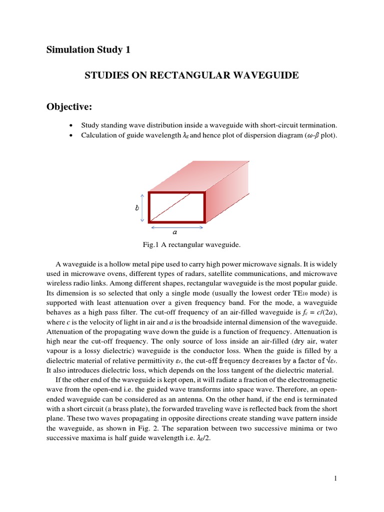 Simulation Study of Rectangular Waveguide and Microstrip Line Components | PDF | Antenna (Radio ...