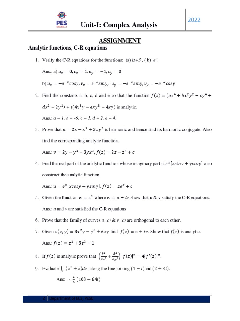Math Unit 1 Assignment | PDF | Complex Number | Complex Analysis Math Unit 1 Assignment | PDF | Complex Number | Complex Analysis
