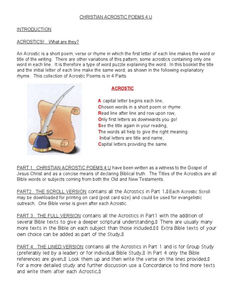 Acrostics 4 U | PDF | Jesus | Grace In Christianity
