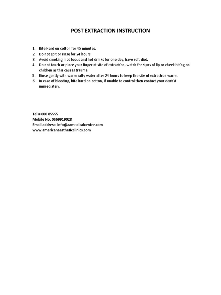 Post Extraction Instruction | PDF
